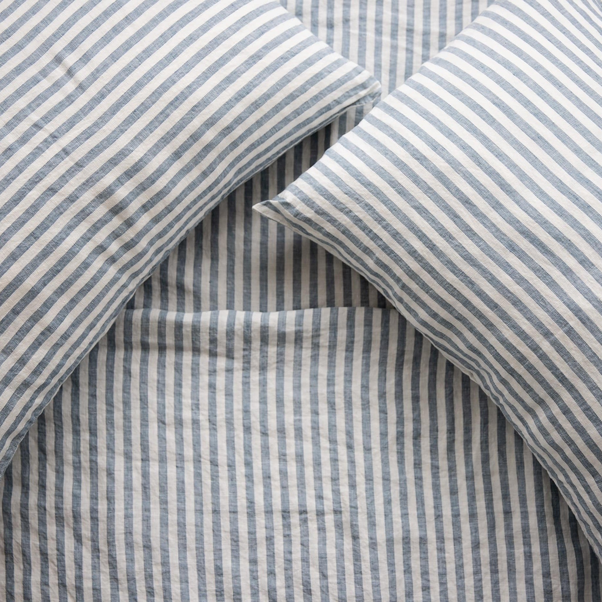 Ocean Stripe Linen Duvet Cover l The Linen Project – thelinenproject