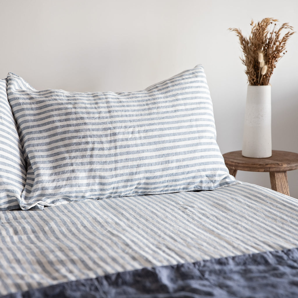 Ocean Stripe Linen Duvet Cover l The Linen Project – thelinenproject
