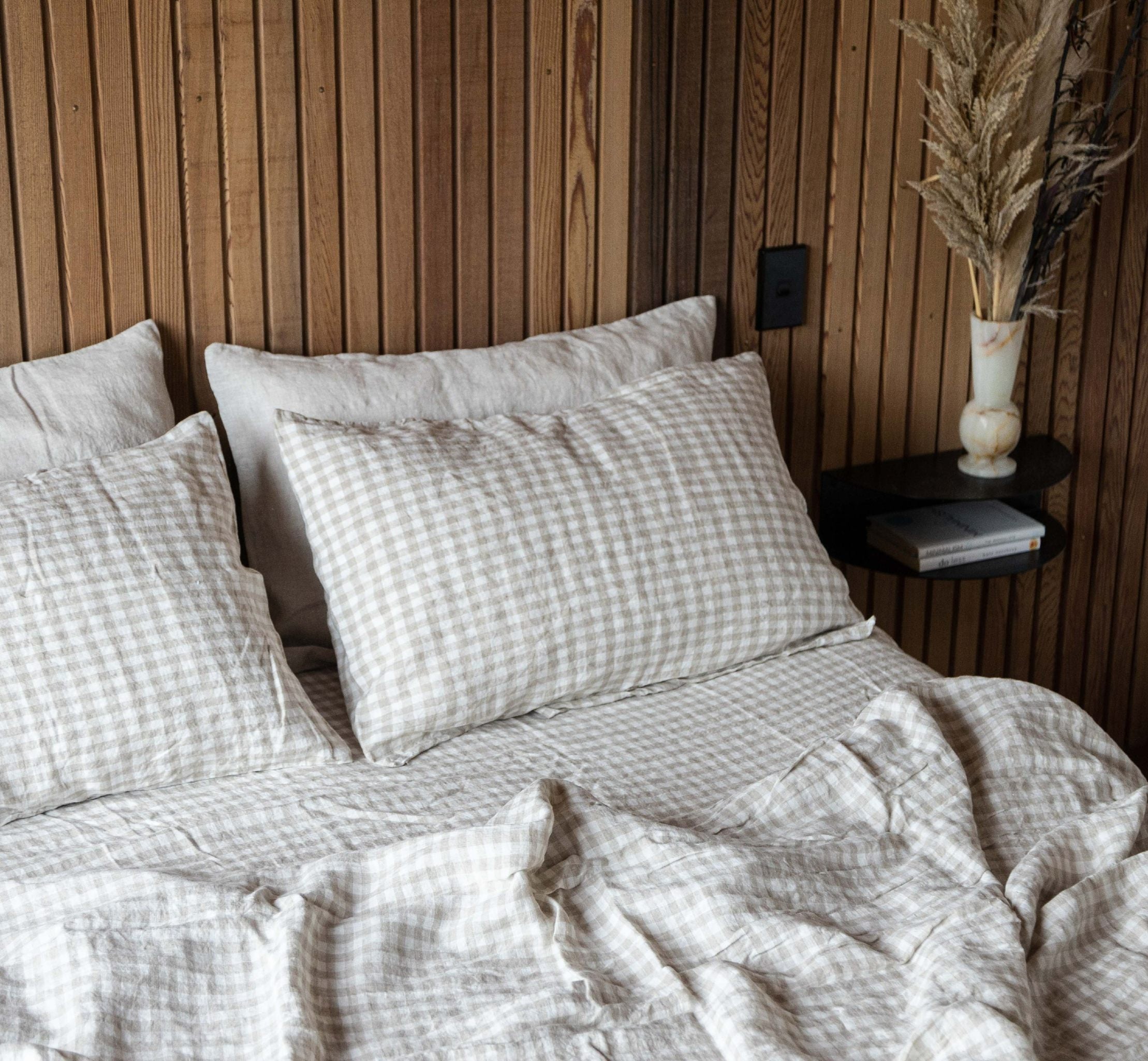 Natural Gingham Linen Fitted Sheets | The Linen Project – thelinenproject