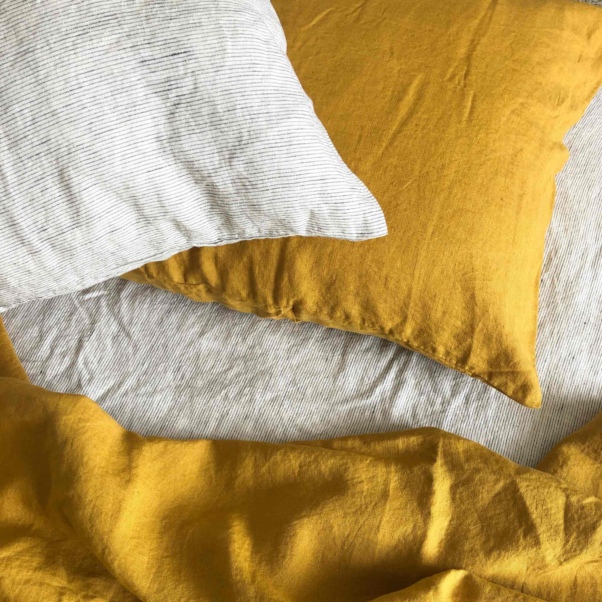 Pinstripe Linen Fitted Sheets | The Linen Project – thelinenproject